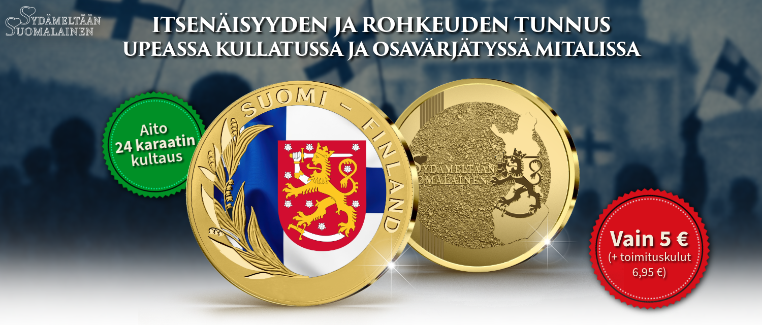 Suomen vaakuna kullattu mitali